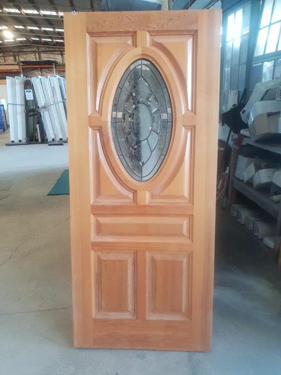 External Cedar 7 Panel + 1 Large Leadlight Pane Door | Musgroves Ltd