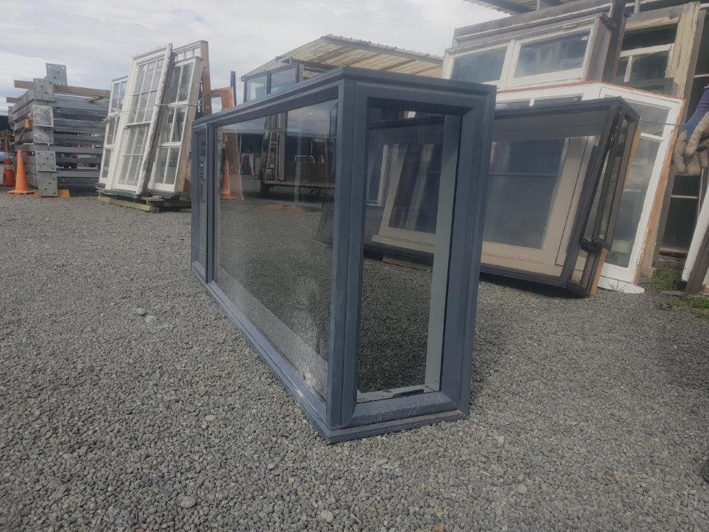 Denim Blue Aluminium Corner Window 2 Fan Opening | Musgroves Ltd