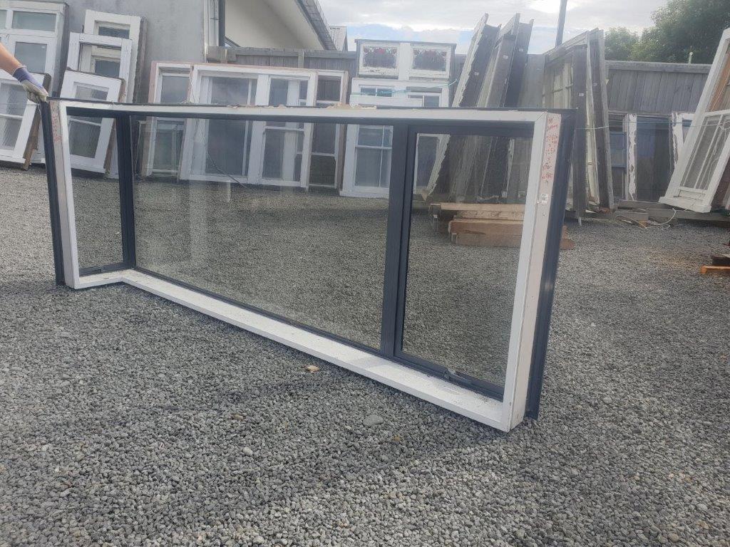 Denim Blue Aluminium Corner Window 2 Fan Opening | Musgroves Ltd