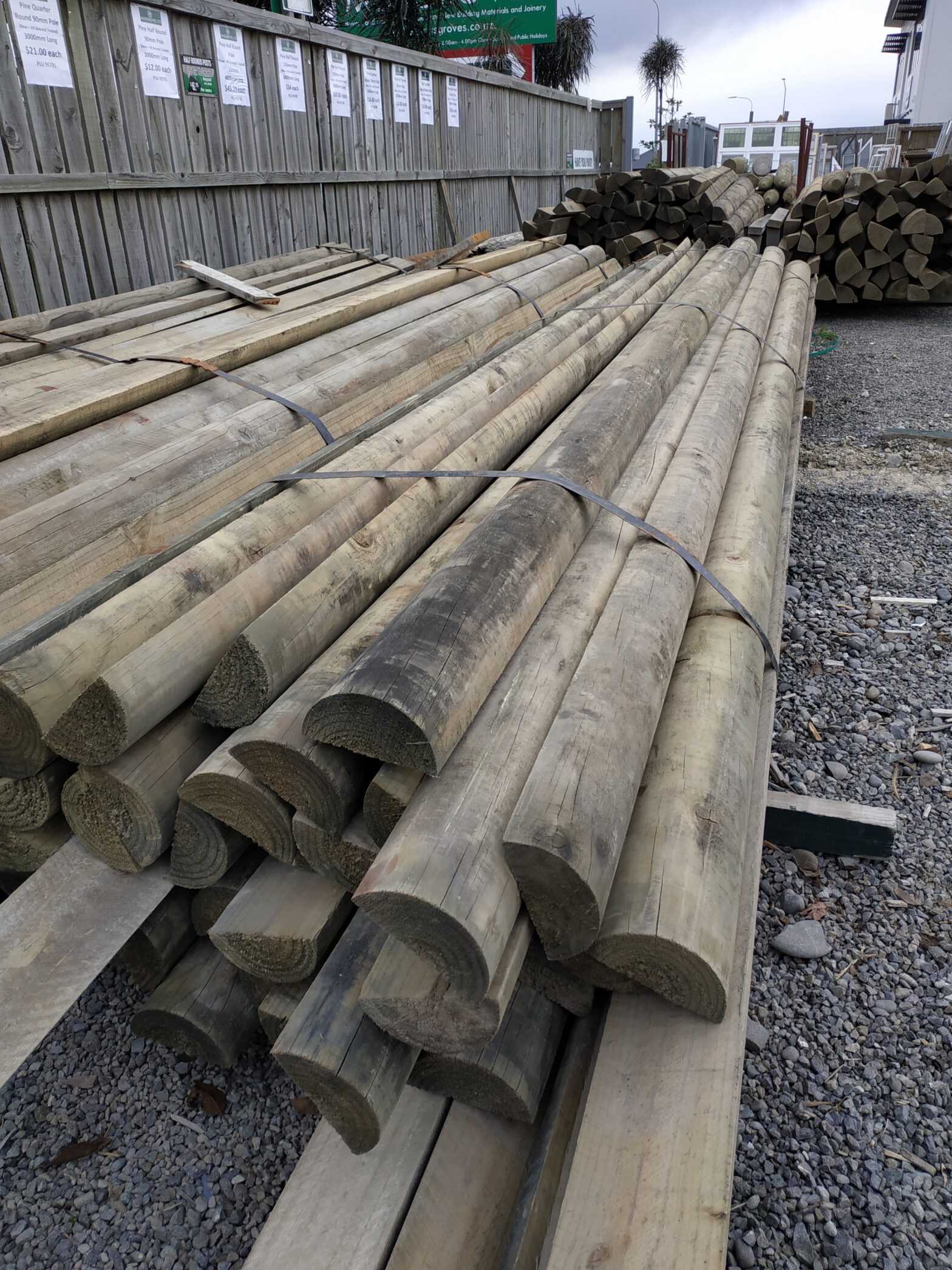 NEW Pine Half Round Pole 150mm Diameter H4 4800mm | Musgroves Ltd