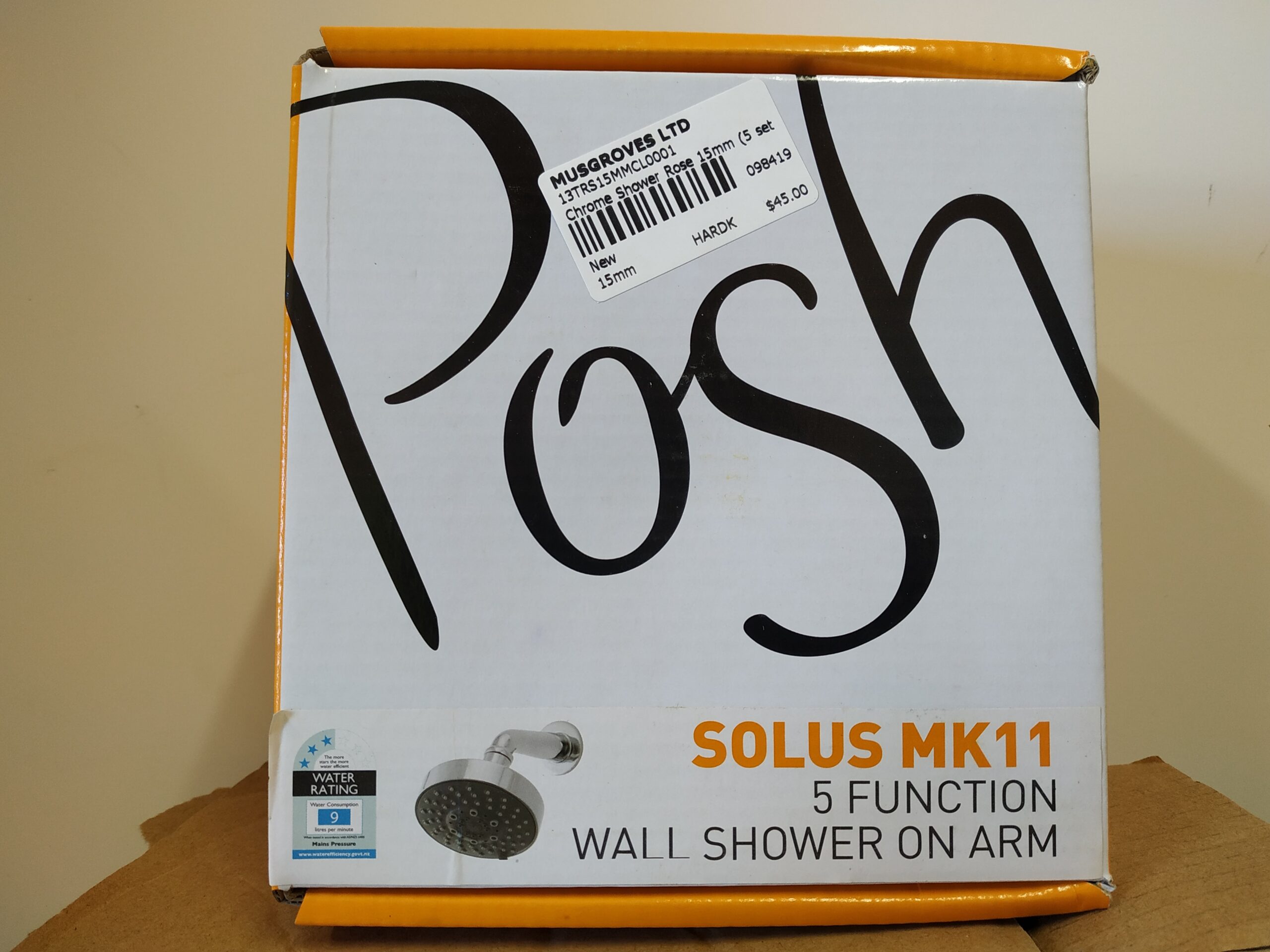 Chrome-shower-rose-15mm-5-settings-with-arm