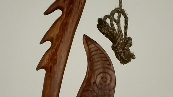 Maori carving in reclaimed Rimu - Musgroves in Christchurch