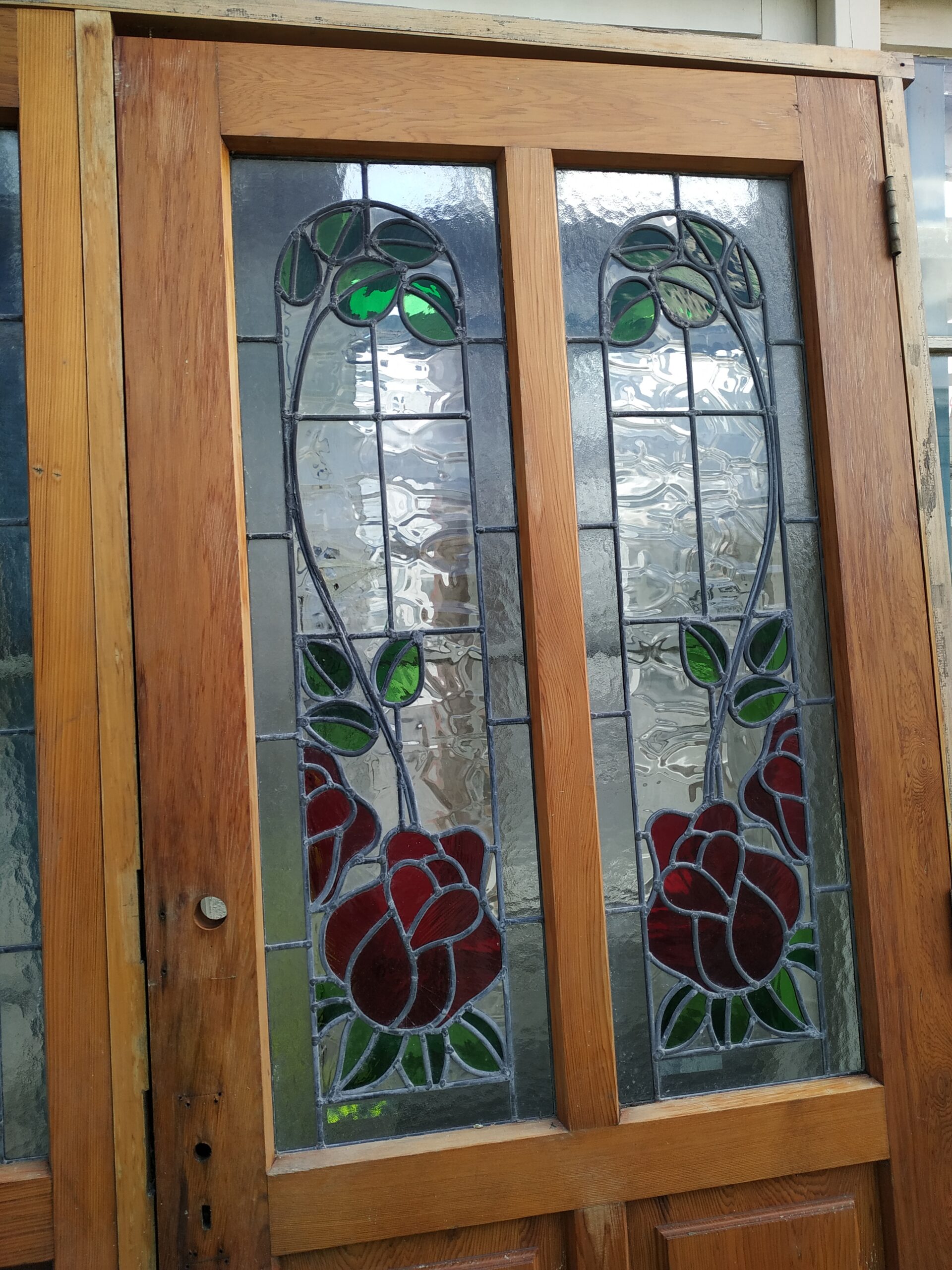 External Cedar 2 panel 2 leadlight pane door with leadlight sidelight