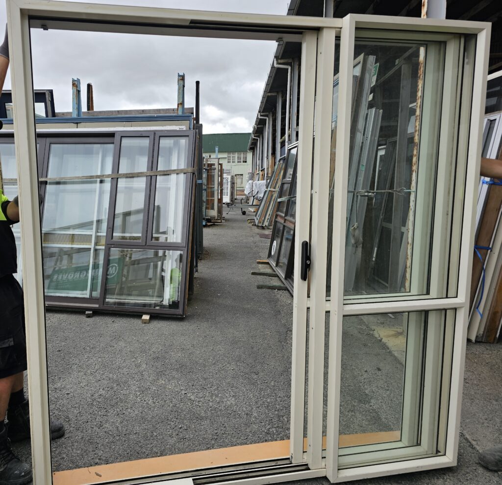 External Cream Aluminium Stacker Sliding Door | Musgroves Ltd