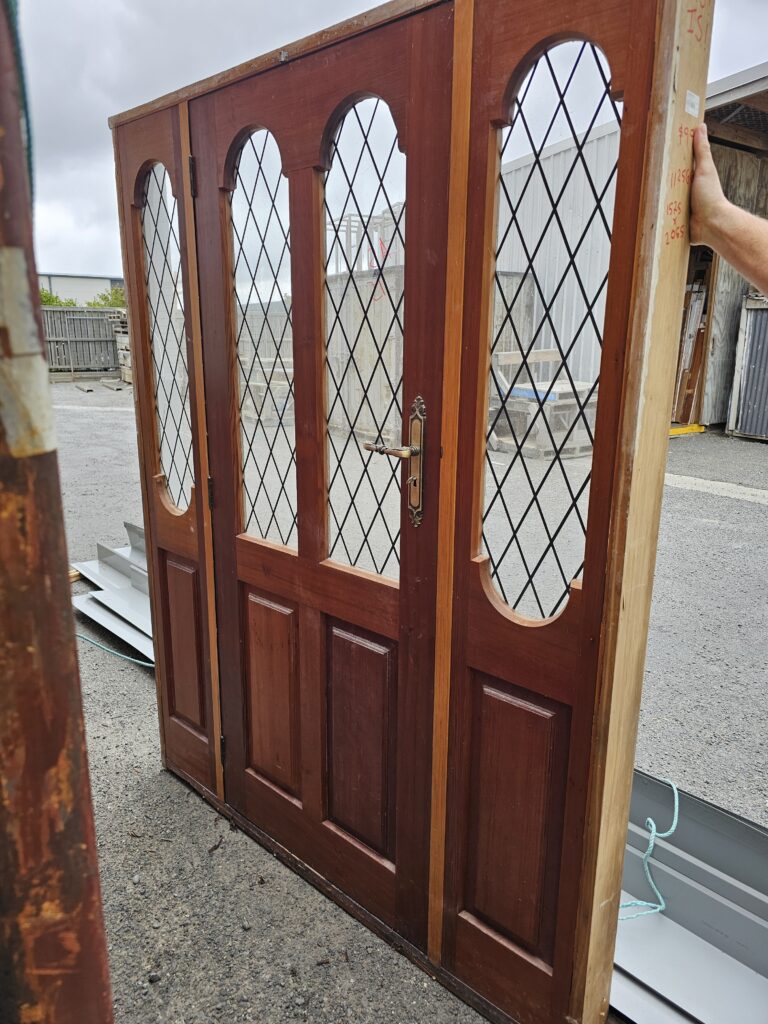 Ext Cedar 2 Panel + 2 Pane Door with 2 Sidelights AS IS | Musgroves Ltd