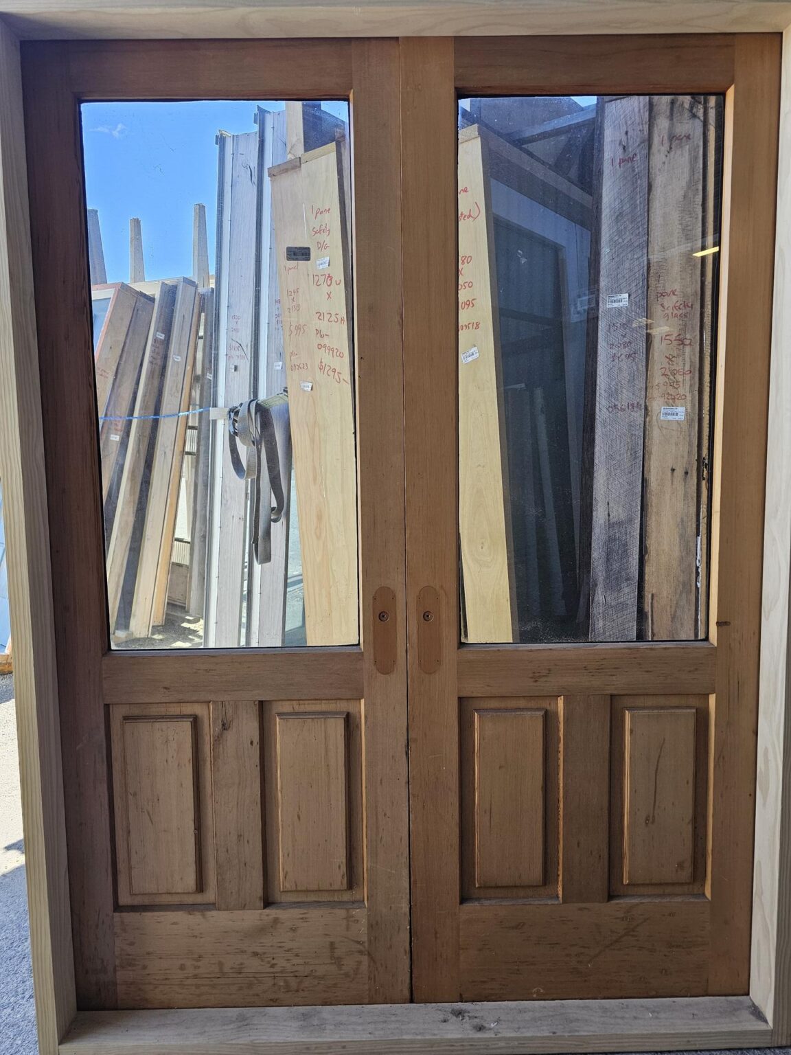 External Cedar 2 Panel + 1 Pane French Door 1580x2110mm | Musgroves Ltd