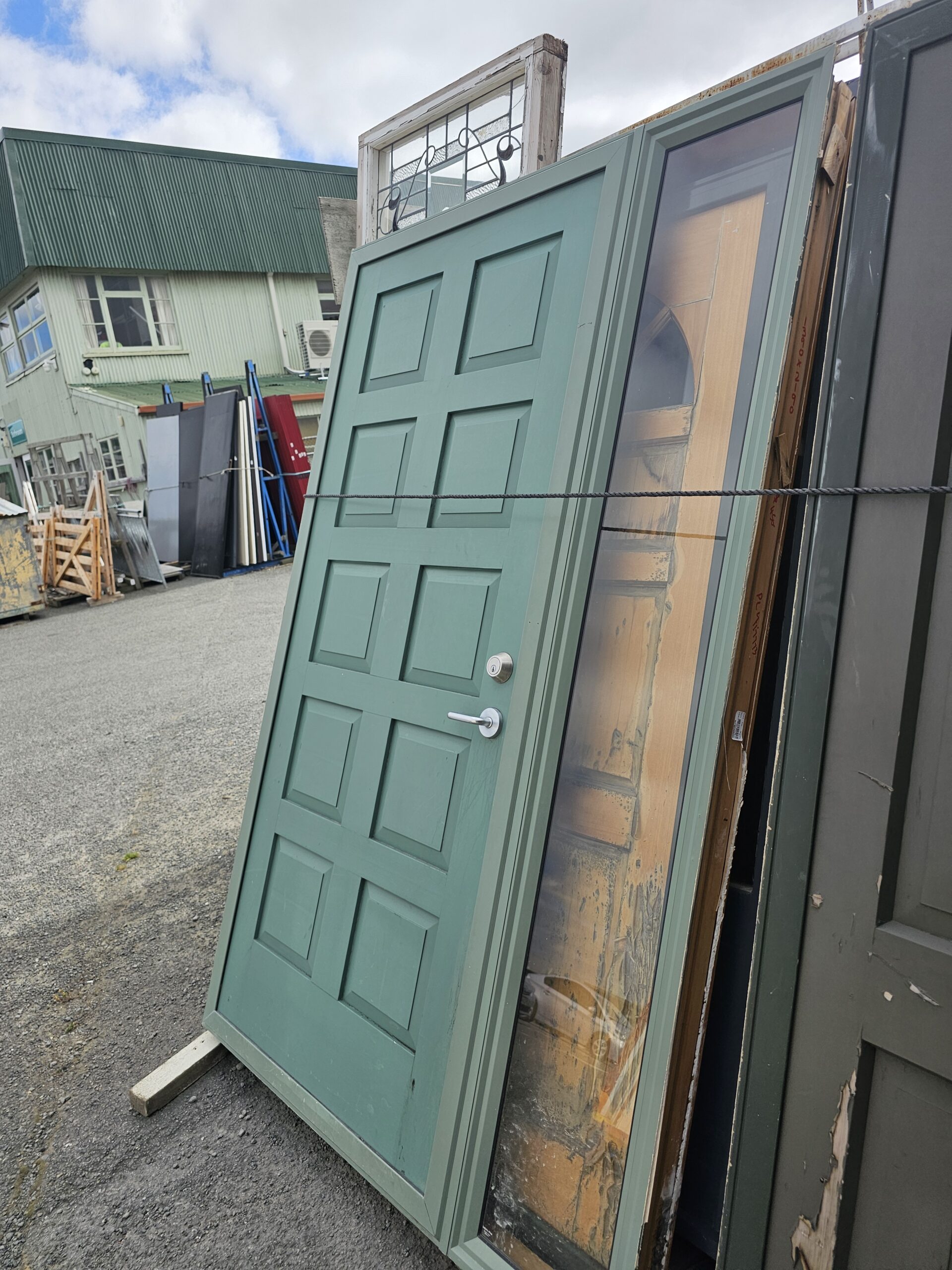 External Mist Green Wooden 10 Panel Door | Musgroves Ltd