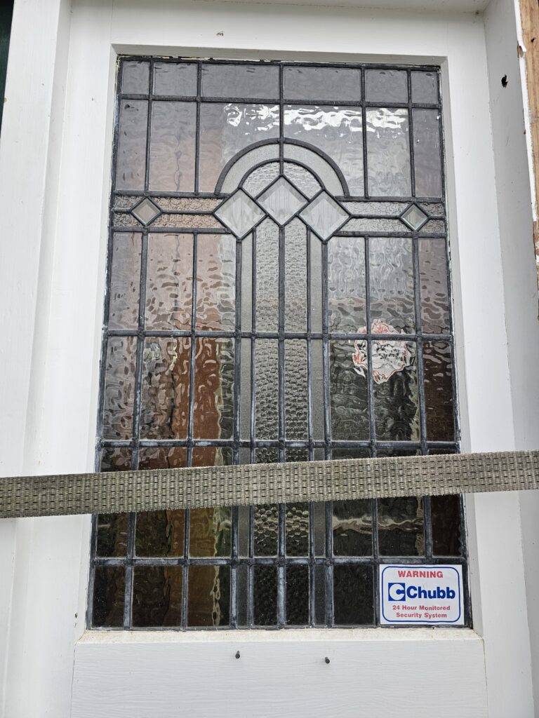 External Cedar Door with Leadlight Sidelight AS IS | Musgroves Ltd