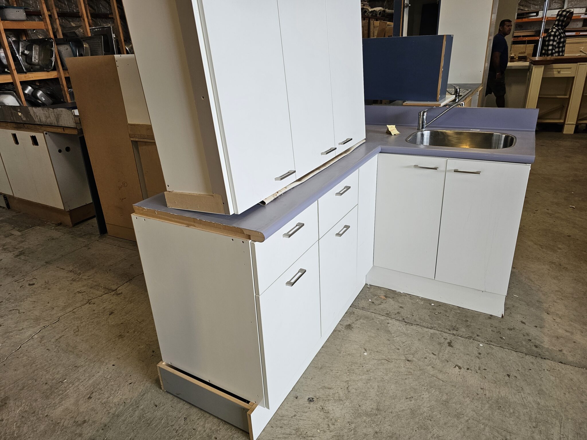 White L Shape Laundry/Kitchen Unit | Musgroves Ltd