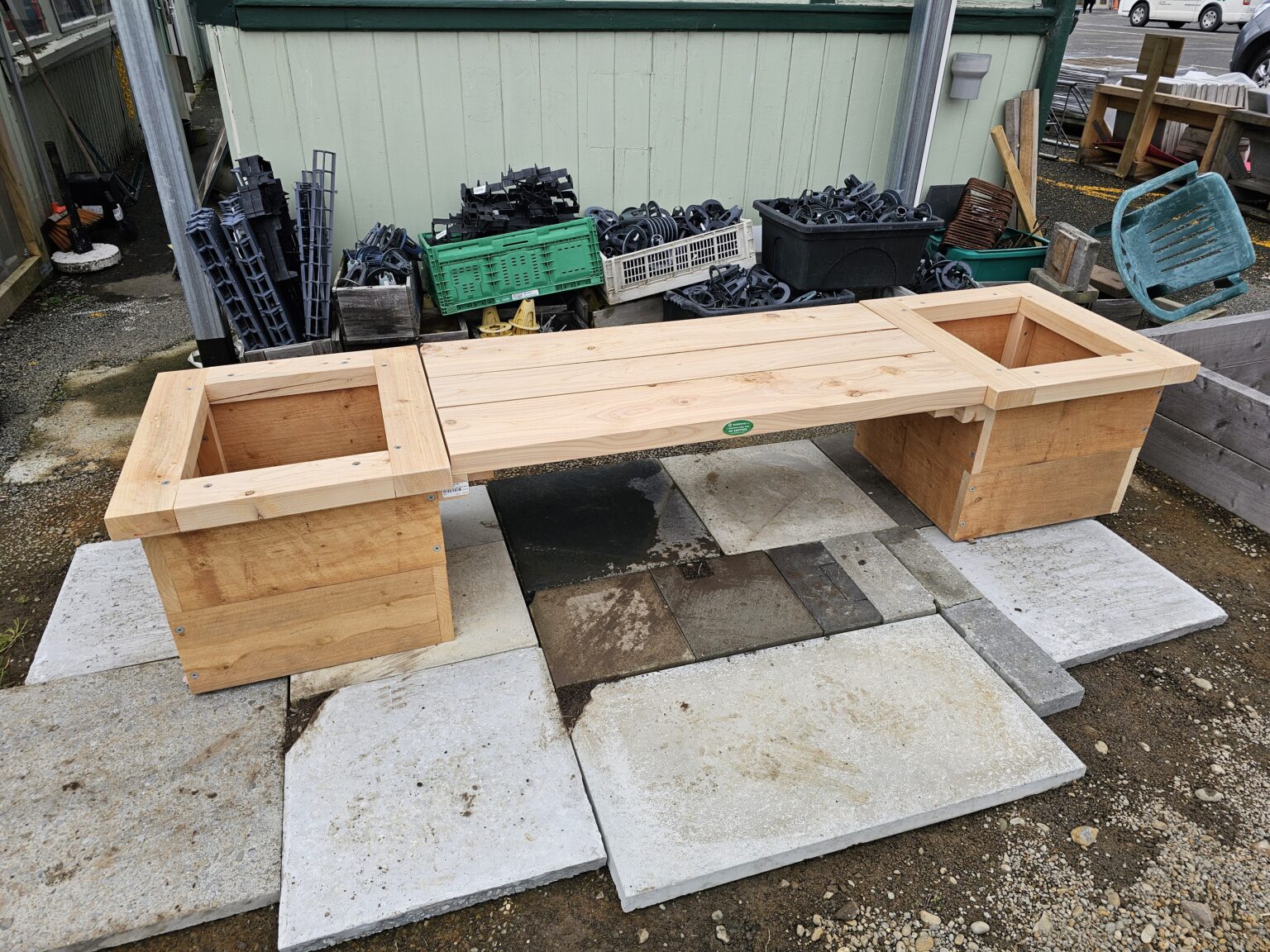 Macrocarpa Seat with Planter boxes | Musgroves Ltd