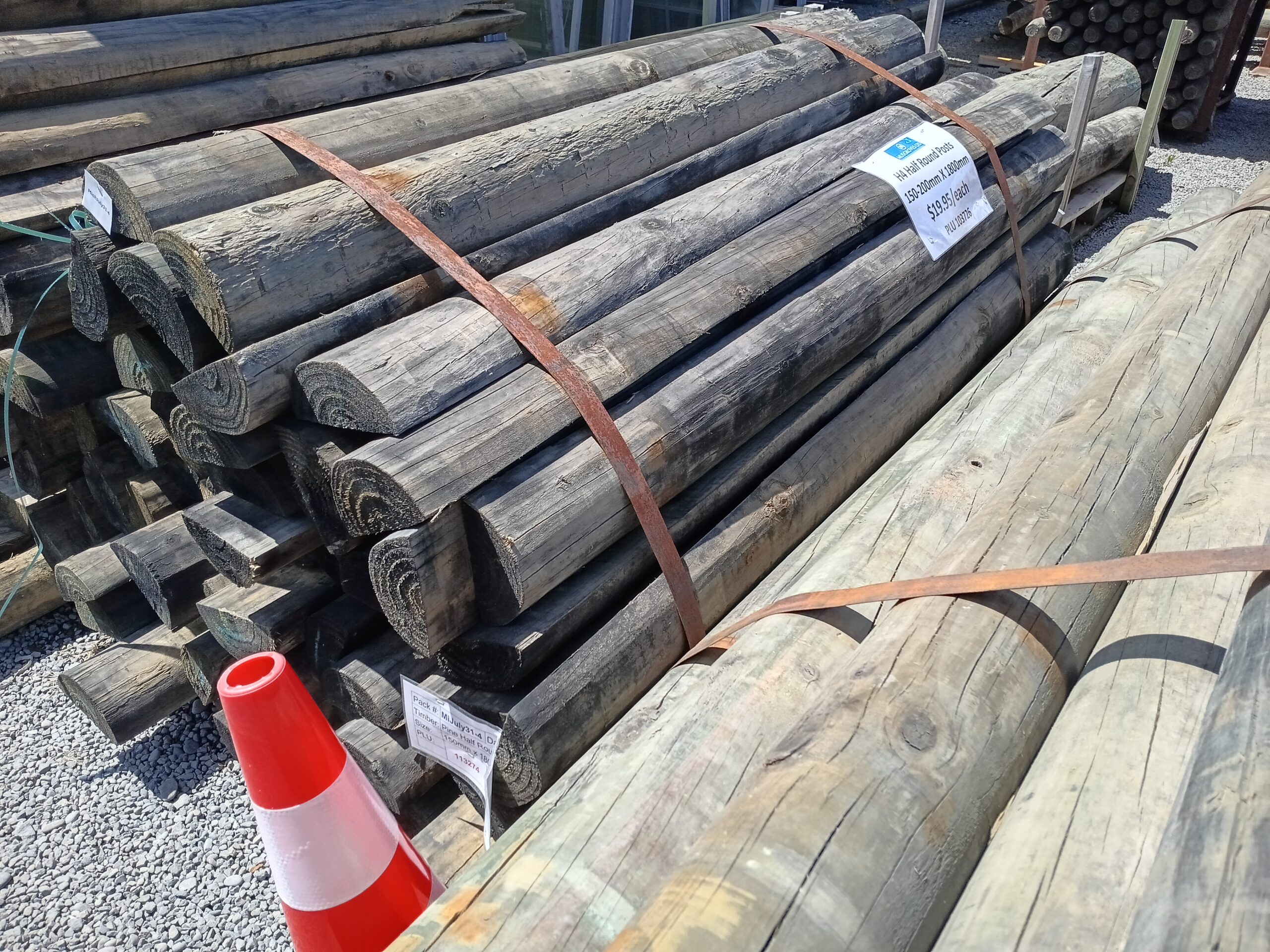 Pine Half Round Post 150-200mm by 1.8m | Musgroves Ltd