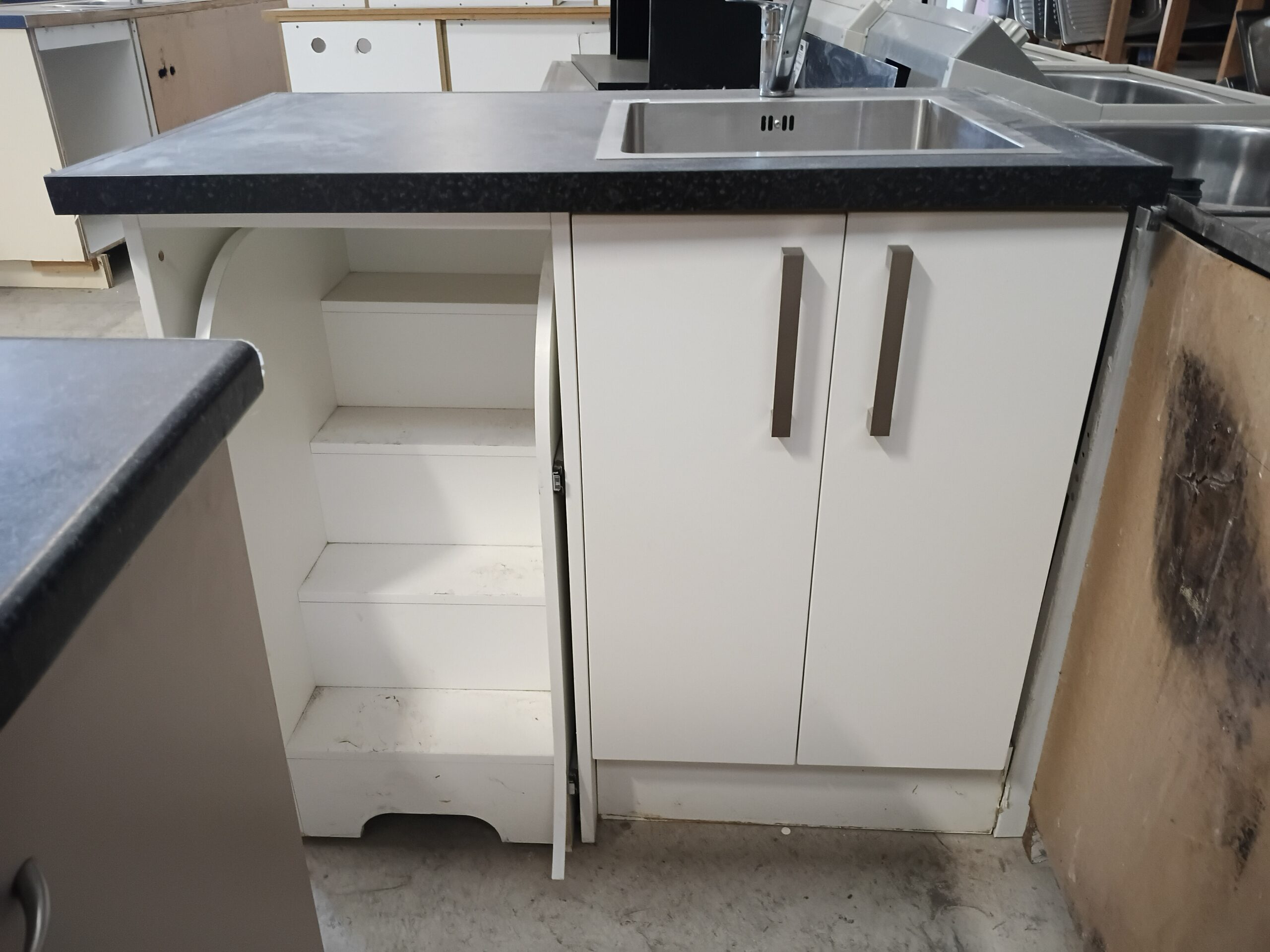 White Laundry Unit with Black Mottled Top | Musgroves Ltd